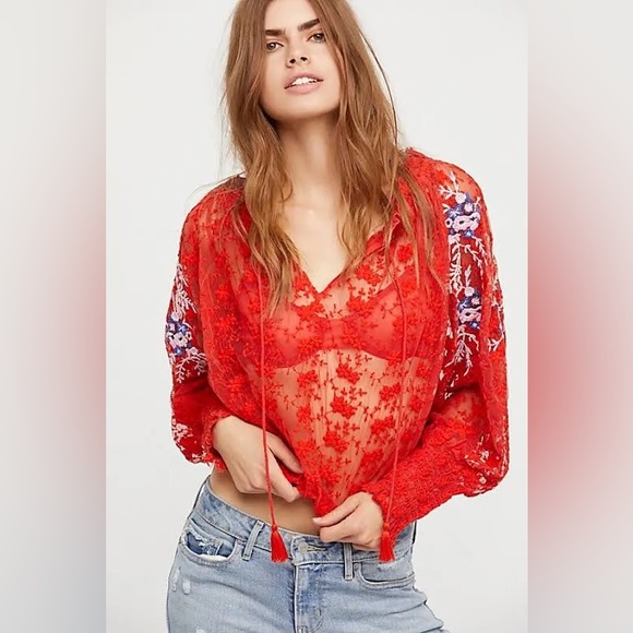Free People | Tops | Free People Jubilee Lace Top | Poshmark